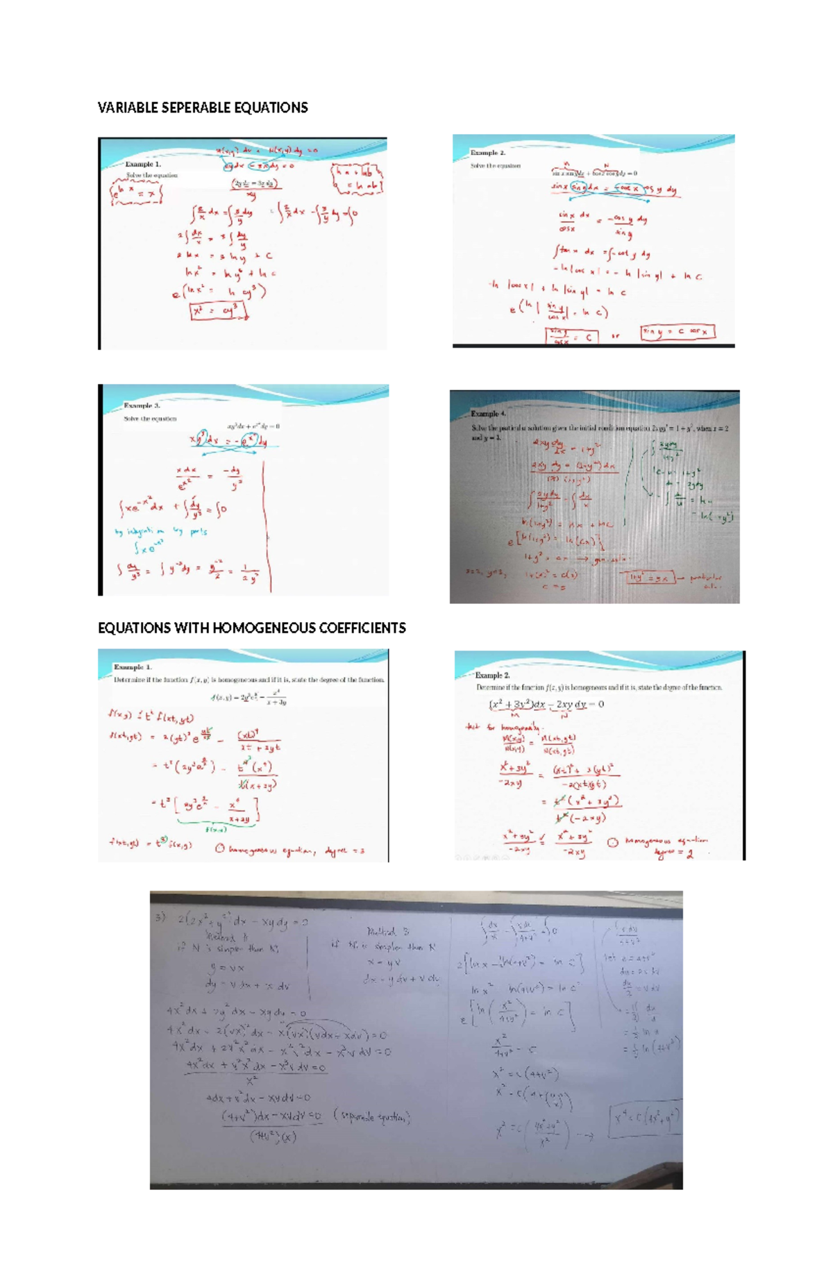 DE Example Problems - Electrical Engineering - VARIABLE SEPERABLE EQUATIONS EQUATIONS WITH - Studocu