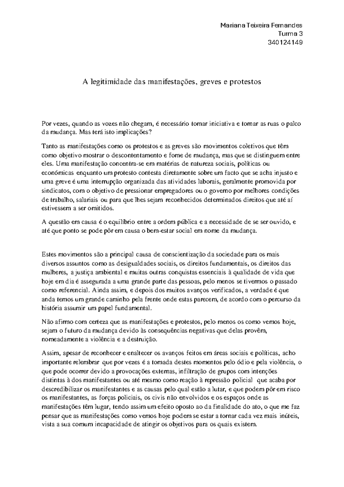 Legitimidade das Manifestações, Protestos e Greves - Mariana Fernandes ...
