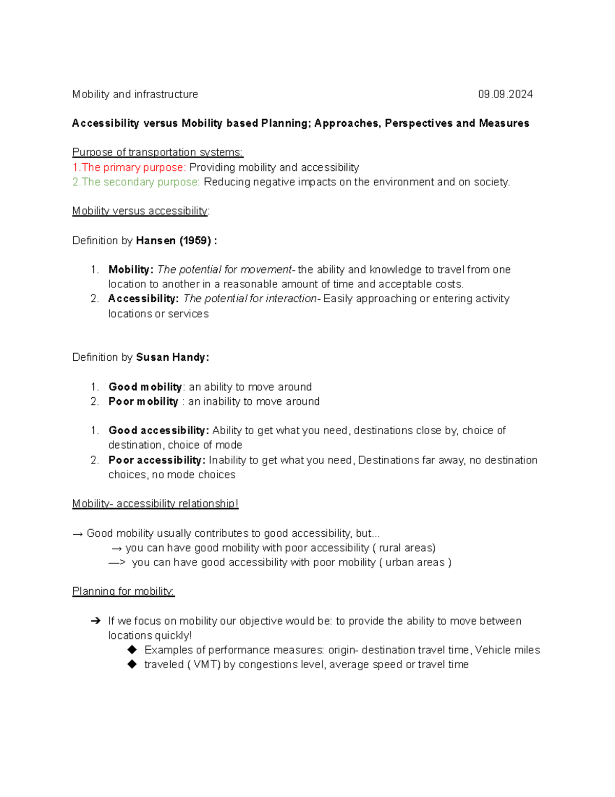 Mobility and Infrastructure: Approaches to Planning and Policy (09 ...