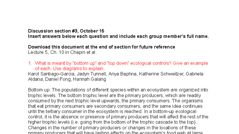 Ecological Concepts & Trophic Relationships: Discussion 3, A03 - Studocu