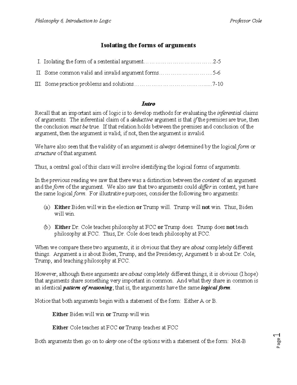 Isolating Logical Forms of Arguments in Philosophy 6: Intro to Logic ...