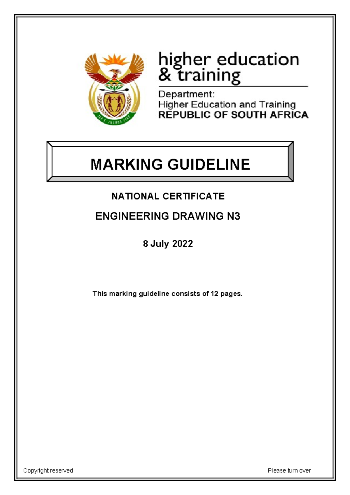 T590 - Engineering Drawing N3 Marking Guideline Memo Aug 2022 - Studocu