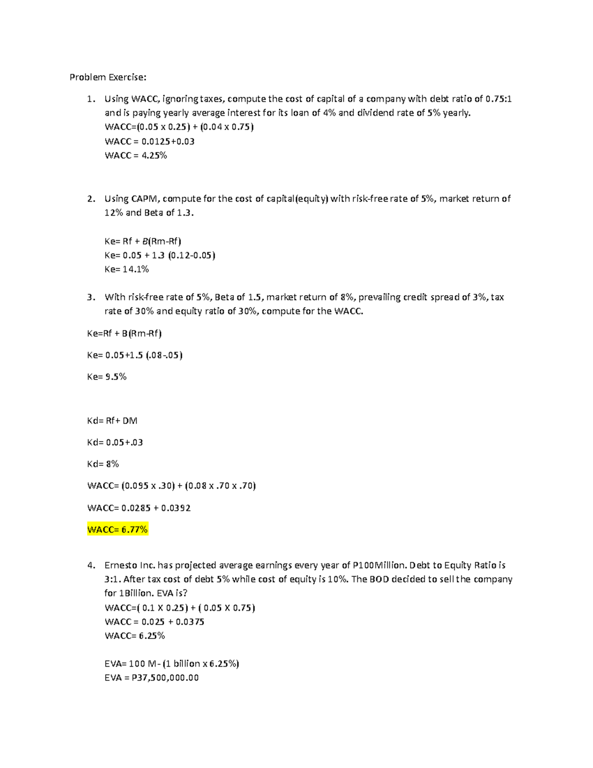 Income Based Approach: WACC and EVA Calculations for Finance Analysis ...