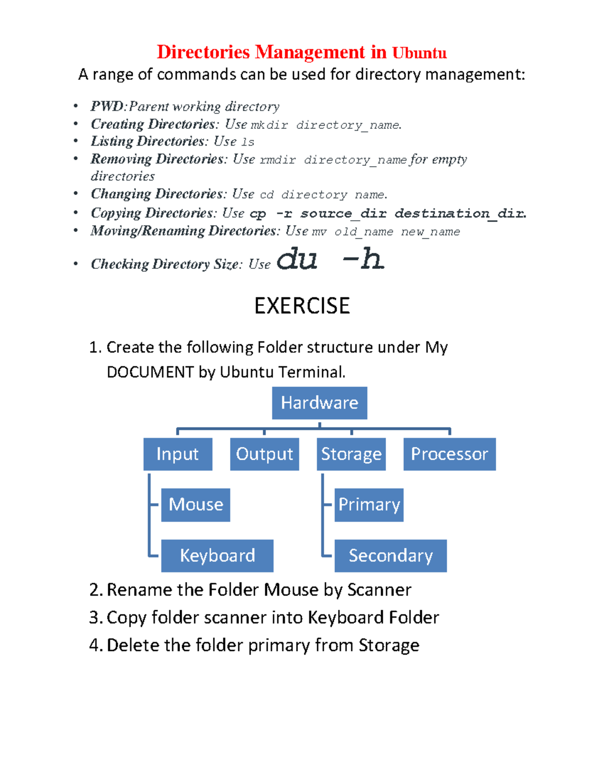 Ubuntu File Management Commands Guide for Directory & File Tasks - Studocu