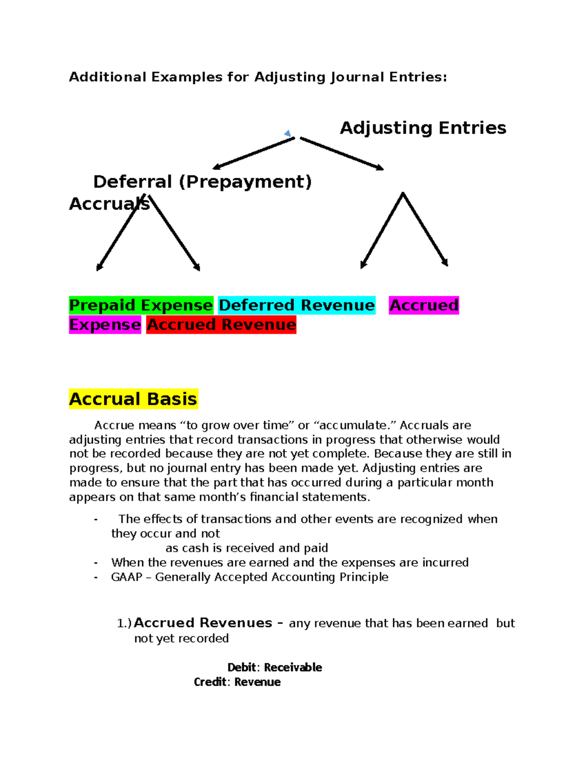 Adjusting Journal Entries: Additional Examples & Key Concepts - Studocu