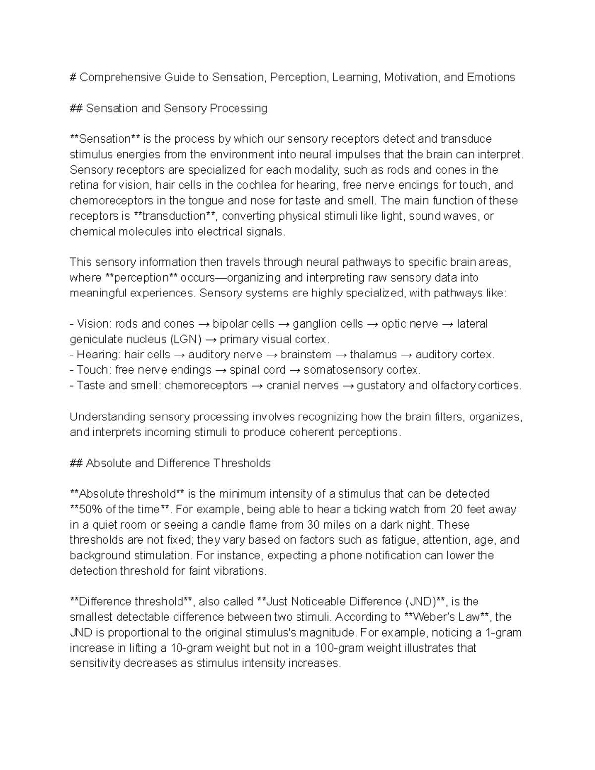 Psychology Notes: Learning, Motivation, and Emotion Theories (PSY 101 ...