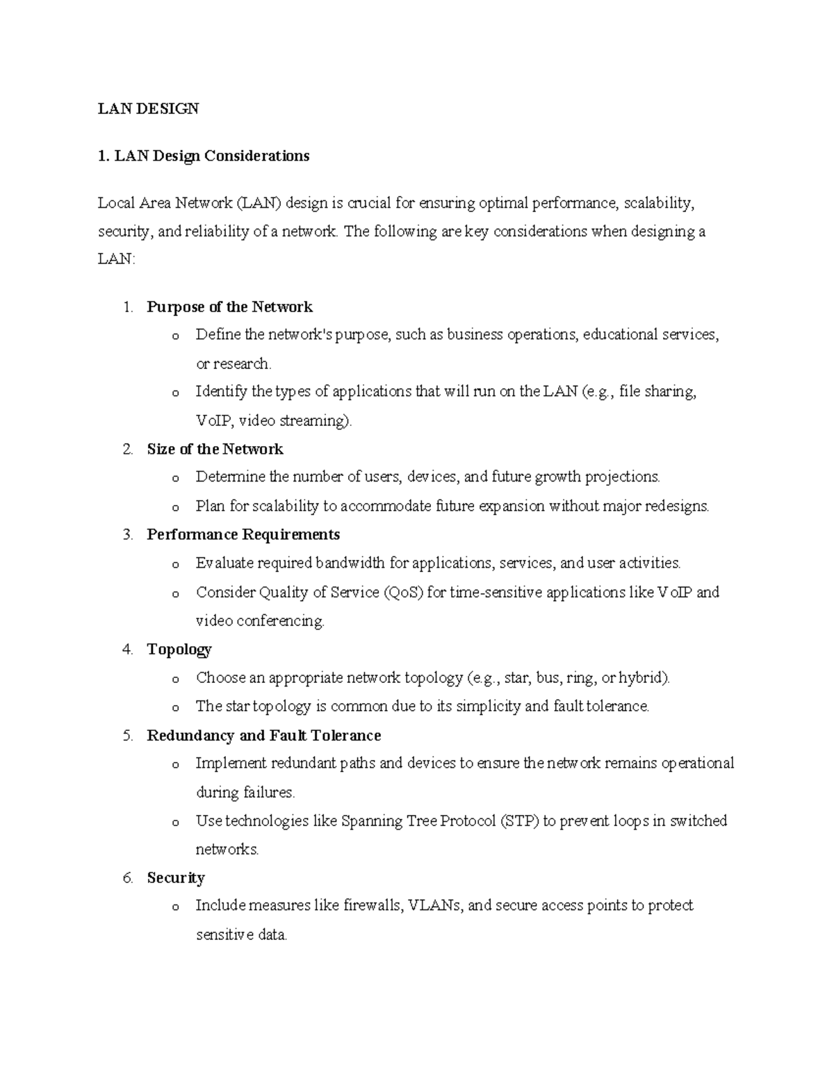 LAN Design Considerations: Key Factors for Optimal Performance - Studocu