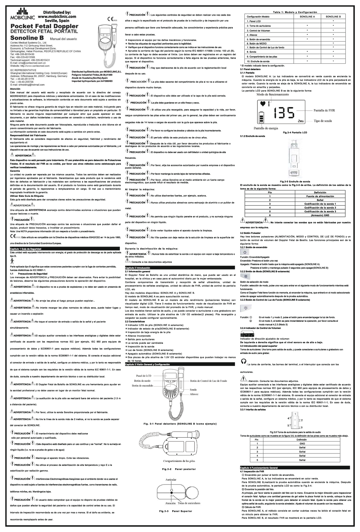 CEo123 Manual del Usuario para Ecotone Pocket Fetal Sonoline B - Studocu