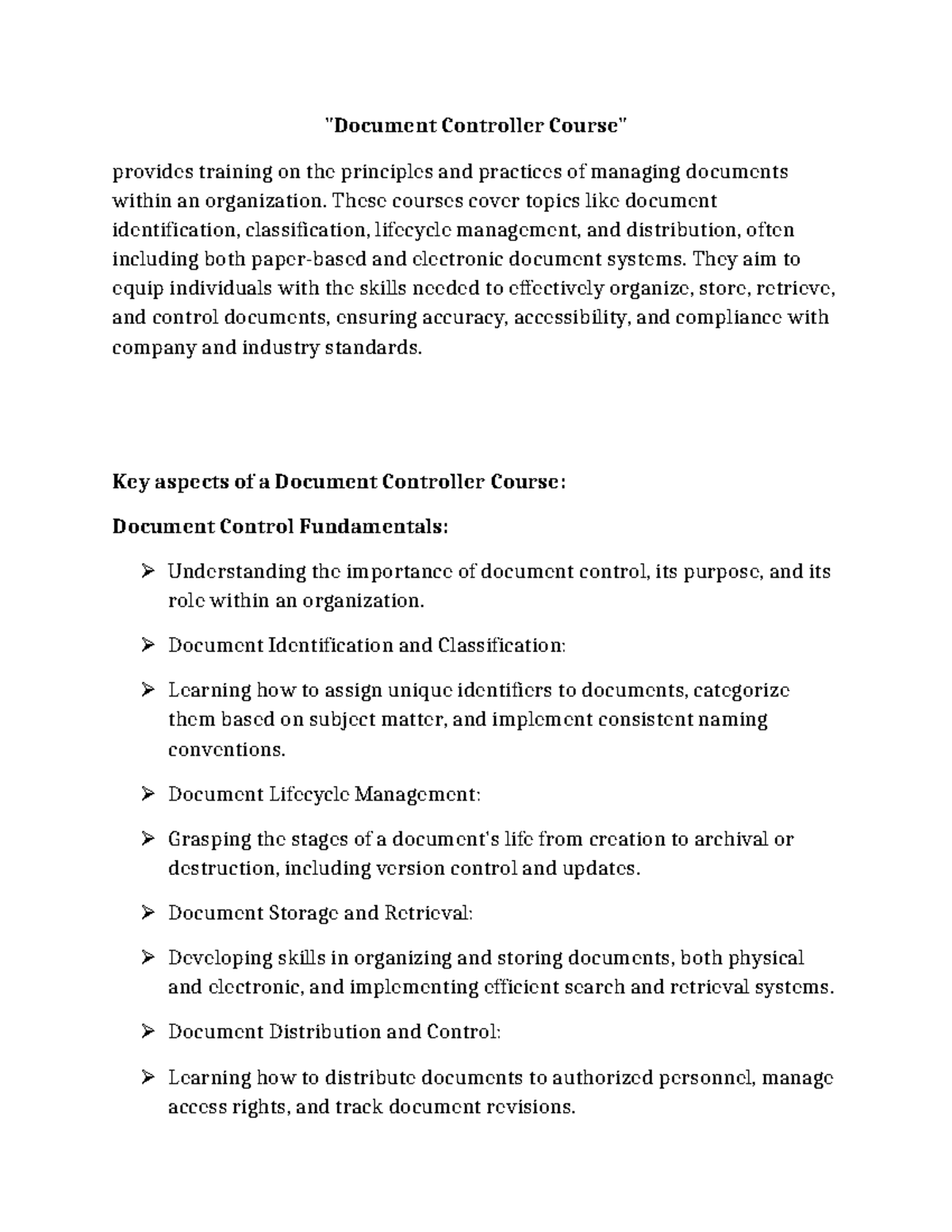 Document Controller Course: Principles & Practices of Document ...