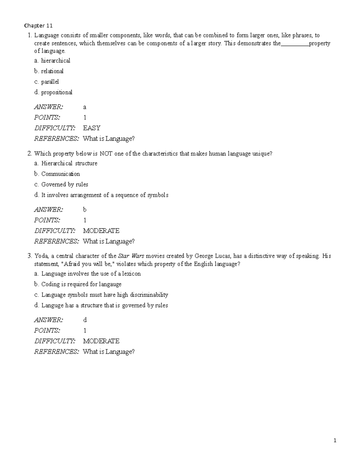 Chapter 11 - Test Bank - Chapter 11 1. Language consists of smaller ...