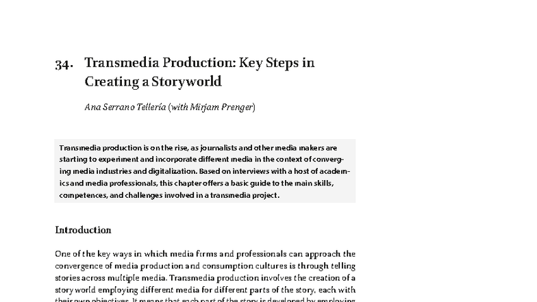 34. Transmedia Production: Essential Skills for Storyworld Creation ...