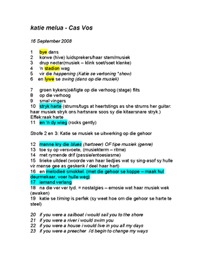 Snoek Gedig Aantekeninge en Vrae - Barend Toerien Analise - Studocu