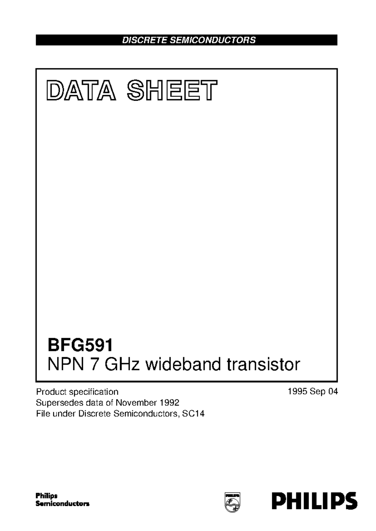 BFG591 NPN 7 GHz Wideband Transistor Data Sheet - 1995 Edition - Studocu