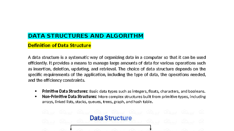 Dsa notes - Dsa - DATA STRUCTURES AND ALGORITHM Definition of Data ...