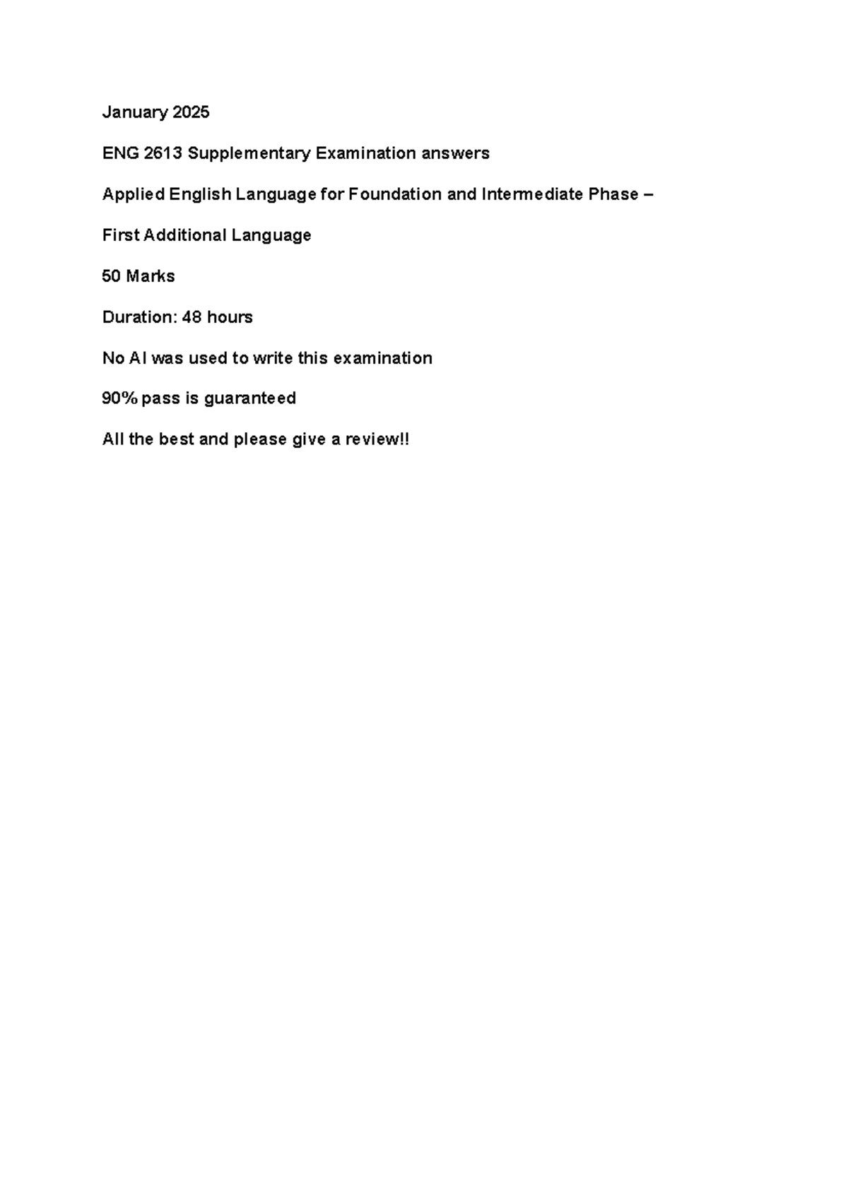 ENG 2613 Supplementary Exam Answers: Applied English Language Insights ...