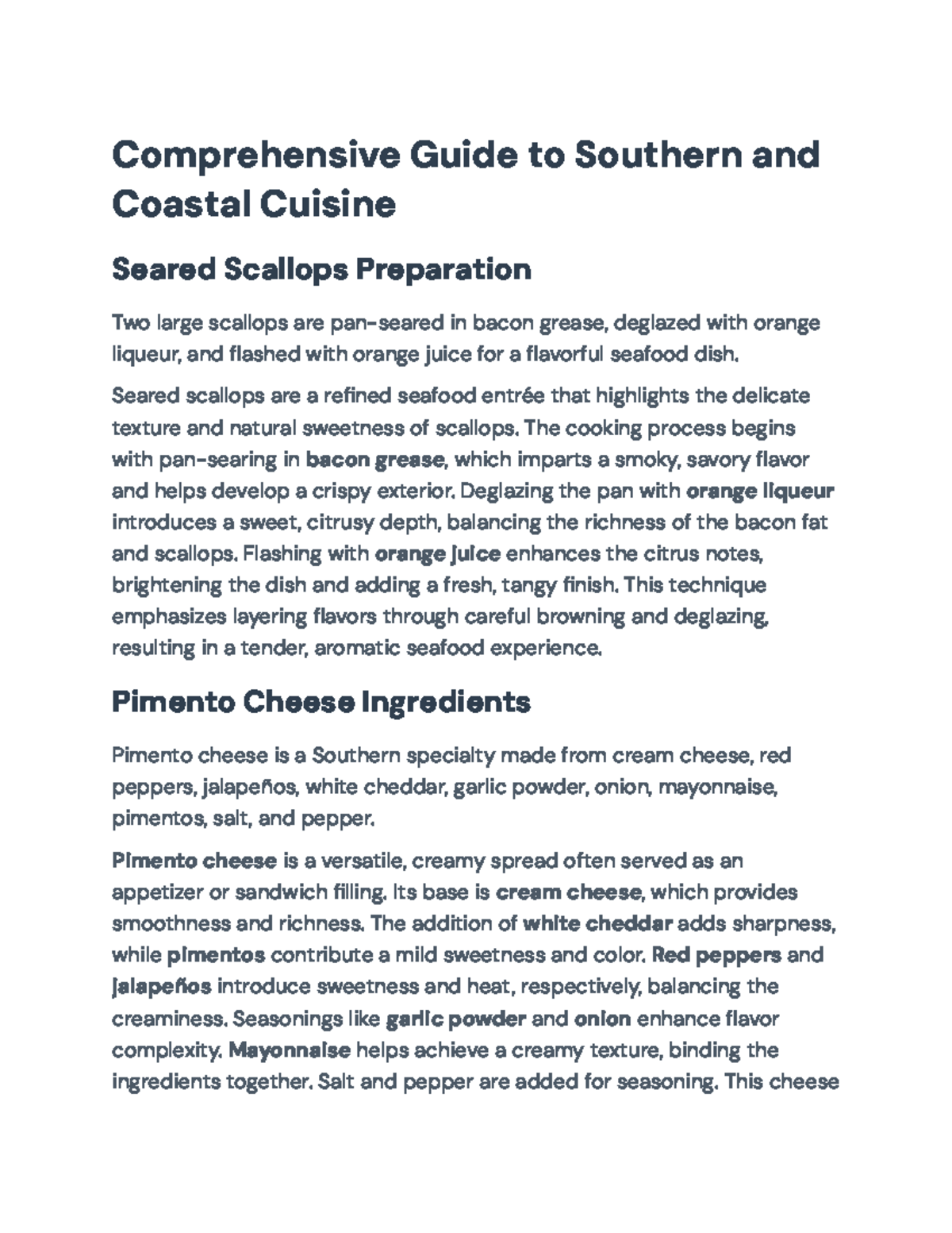 Comprehensive Guide to Southern & Coastal Cuisine Menu - Studocu