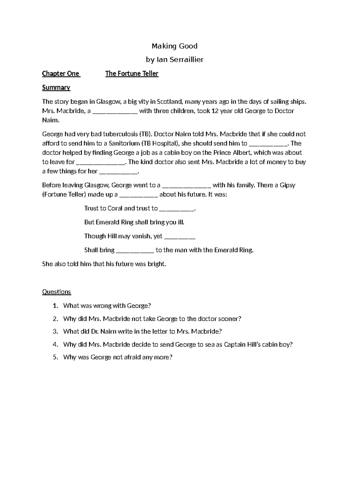 Making Good: Chapter Summaries & Questions for Study (ENG 101) - Studocu