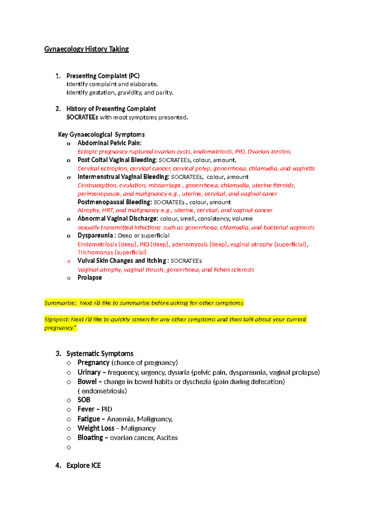Gynaecology History Taking - Essential Considerations and Guidelines ...