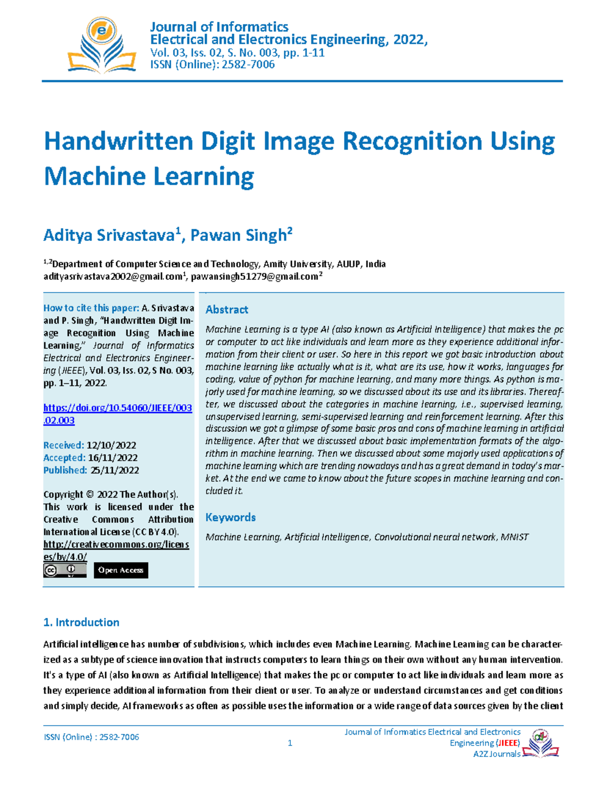 Handwritten Digit Recognition Using ML Techniques - CSE 2022 - Studocu