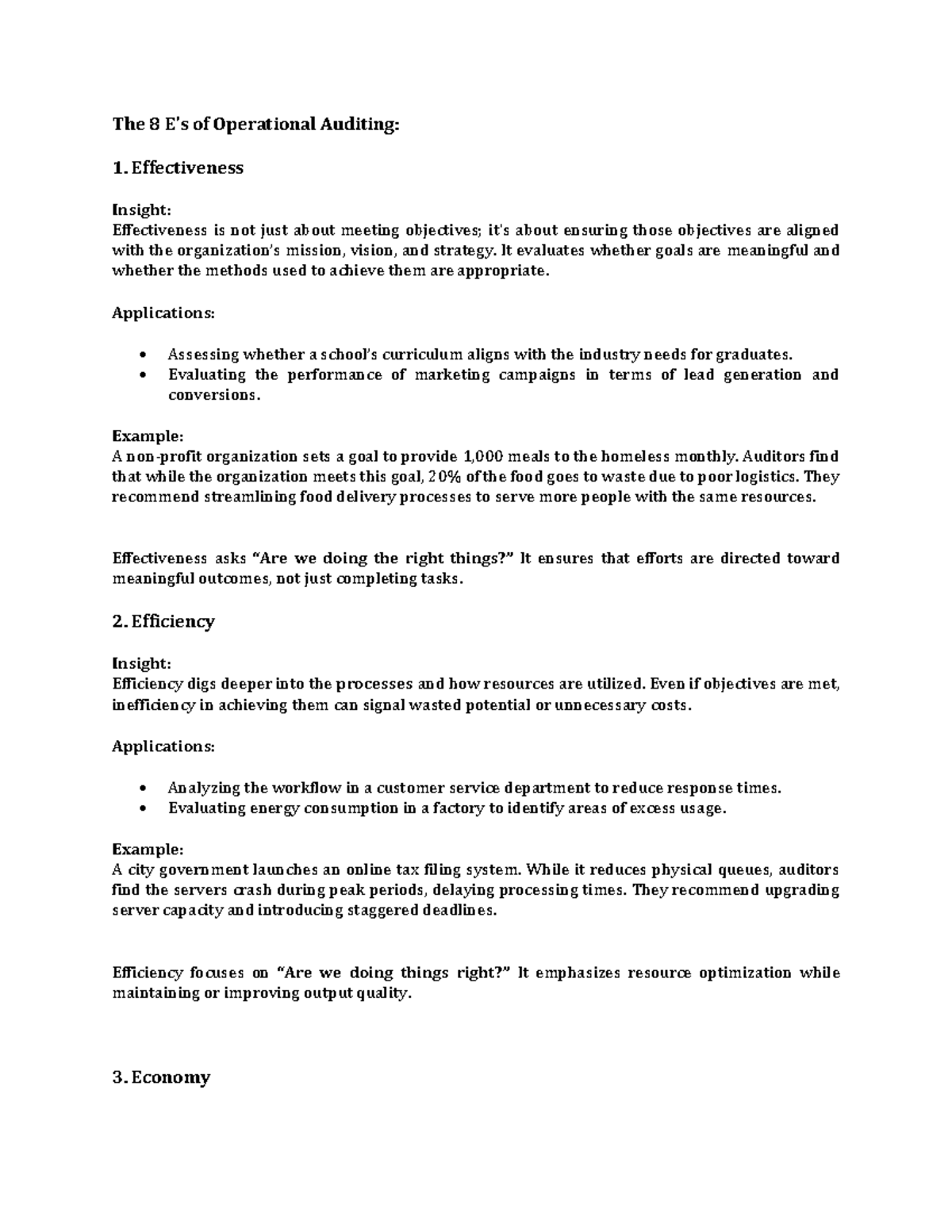 The 8 E's Framework in Operational Auditing: Insights and Applications ...