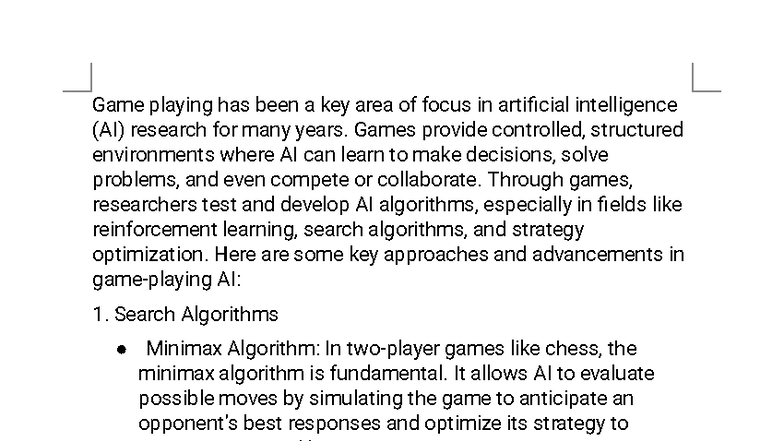 Game Playing 1 - AI Strategies and Algorithms for Practice - Studocu