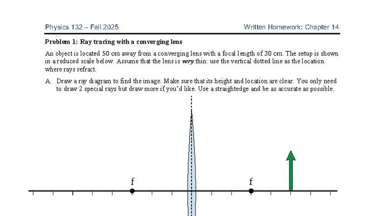 Physics 132 Fall 2025 Written Homework: Chapter 14 Lens Problems - Studocu