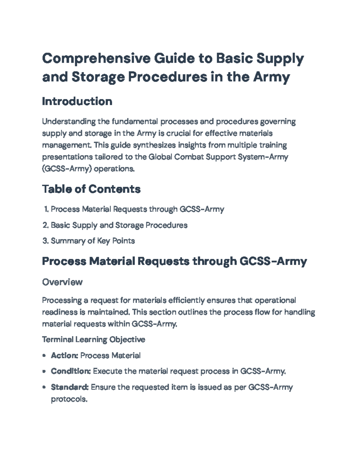 GCSS-Army Supply & Storage: Comprehensive Procedures Guide - Comprehensive Guide to Basic Supply ...