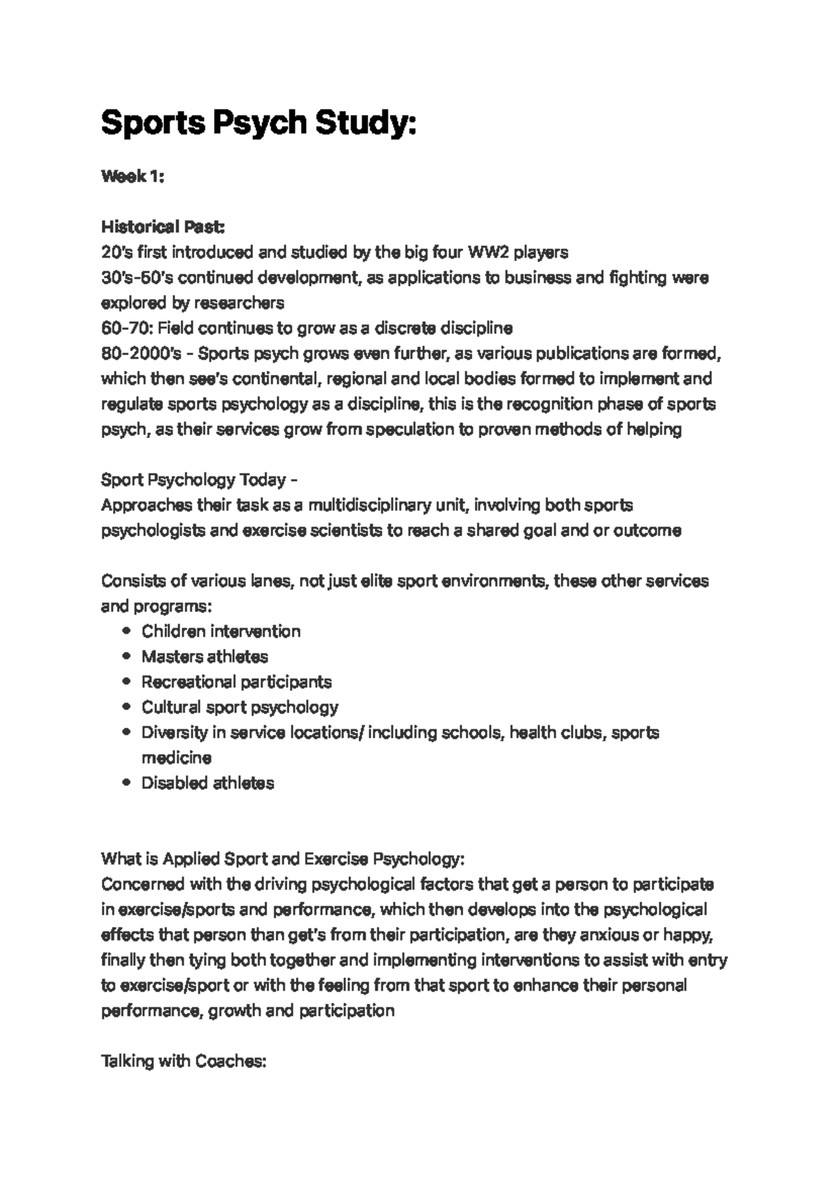 XNB375 Sports Psychology Study Notes: Key Concepts and Interventions ...