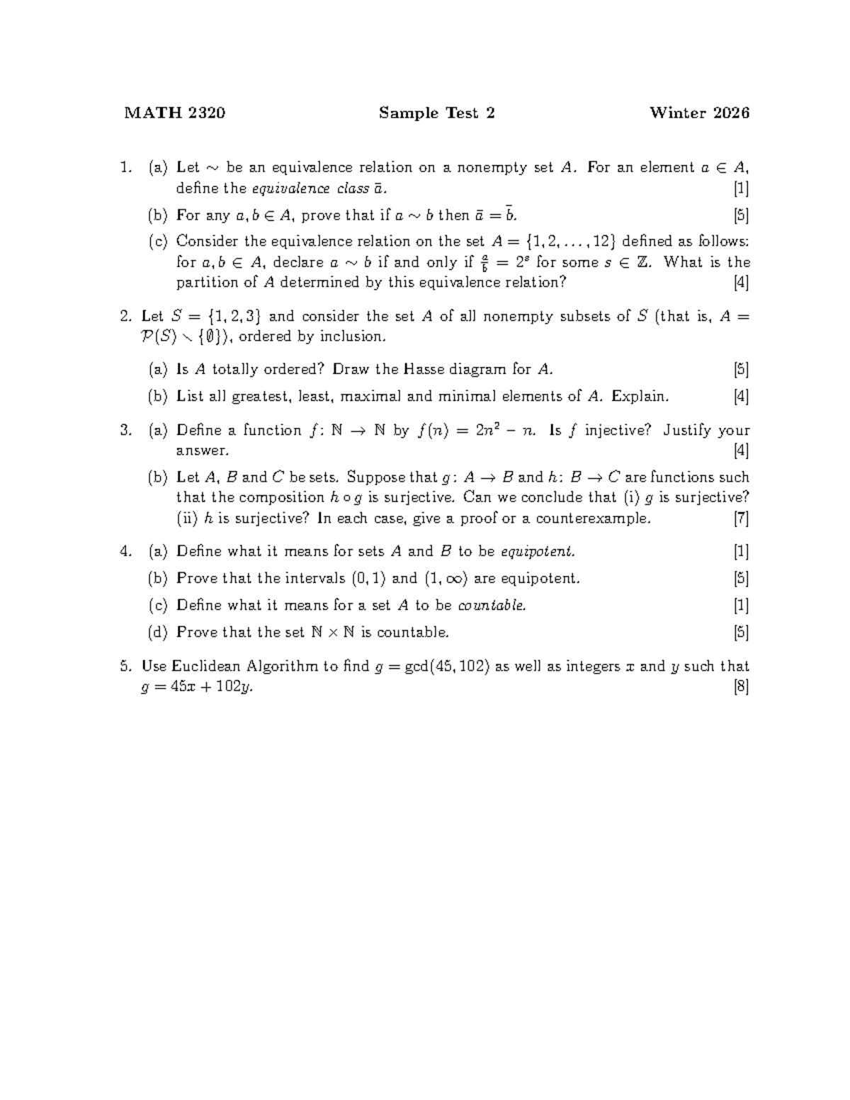 MATH 2320 Sample Test 2 Practice Material Winter 2026 - Studocu