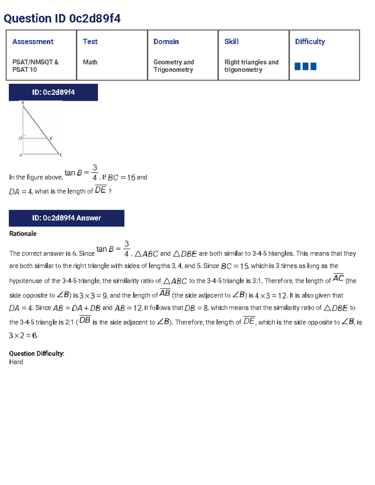 PSAT 10 Math Assessment Test Question Bank - Geometry & Algebra - Studocu