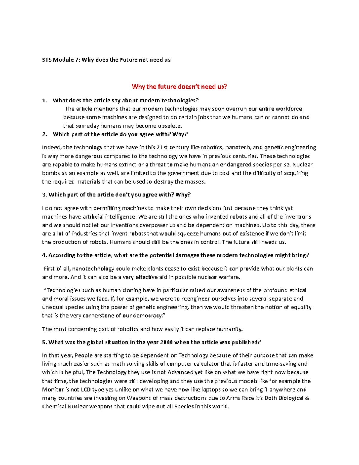 STS Module 7: Analyzing Bill Joy's "Why the Future Doesn't Need Us ...