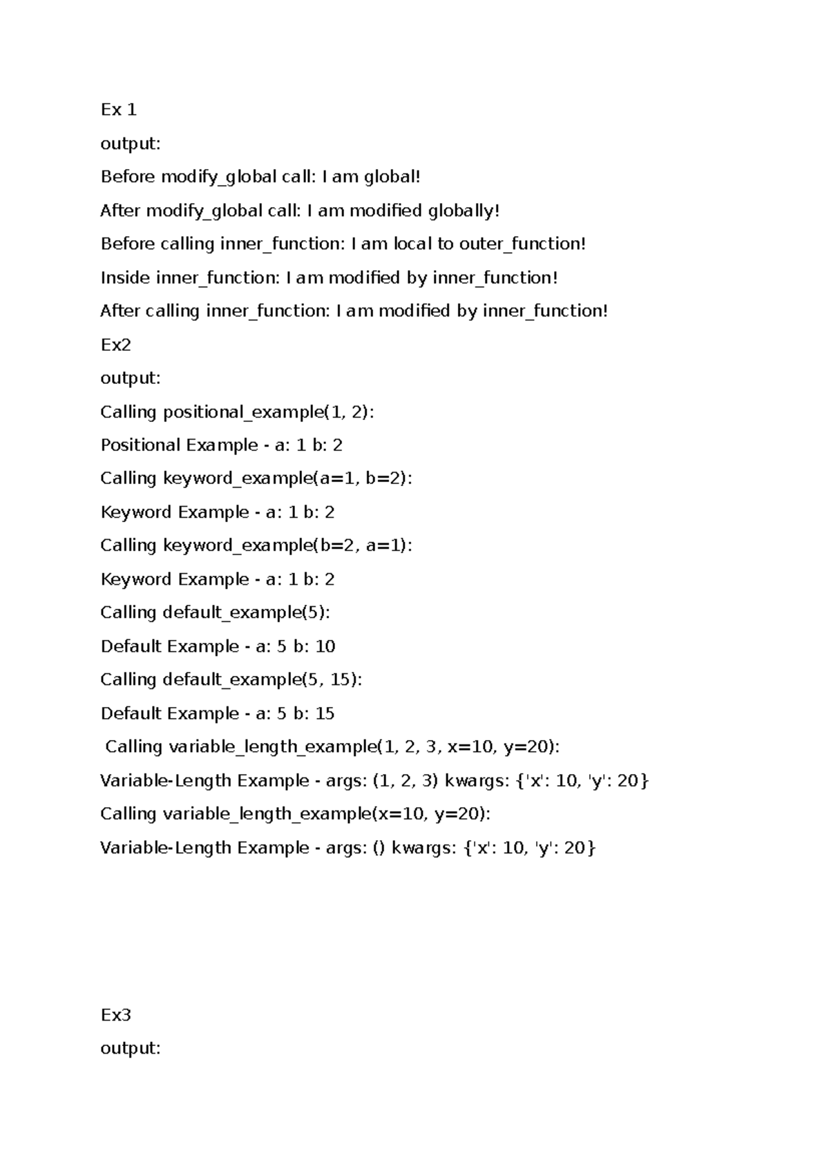 Python Output Examples: Functions & Assertions (CS101) - Studocu