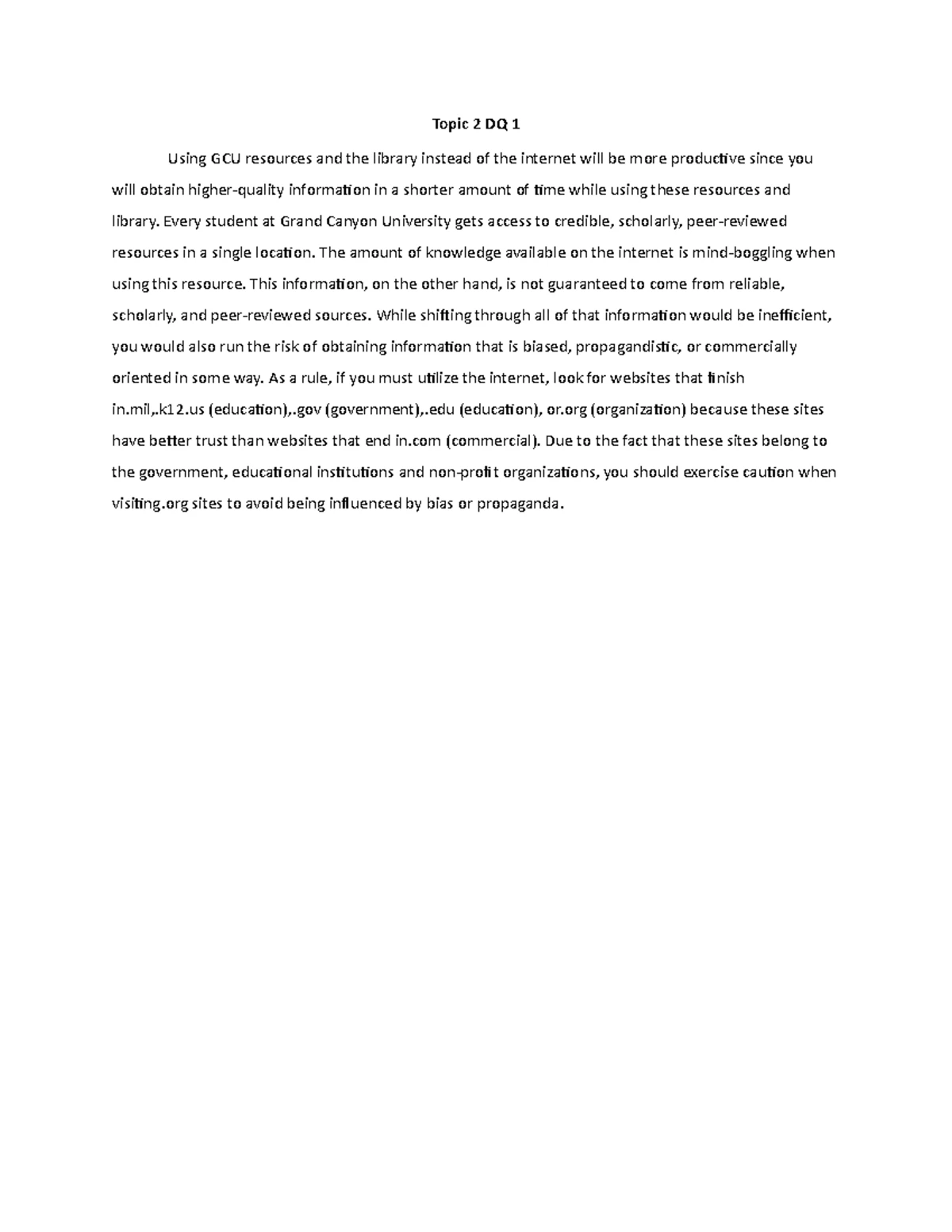 QUIZ Topic 3 - QUIZ TOPIC 3. Identify the best thesis statement given ...