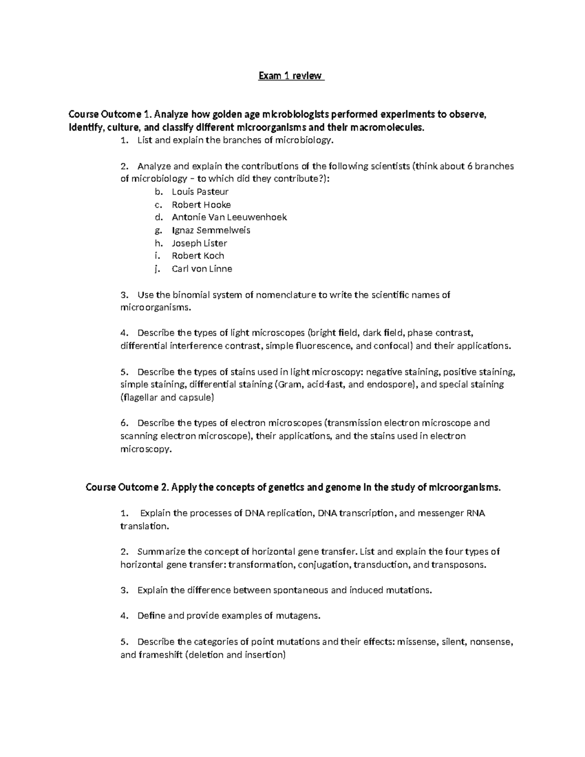 Microbiology Exam 1 Review: Key Topics and Concepts Explained - Studocu
