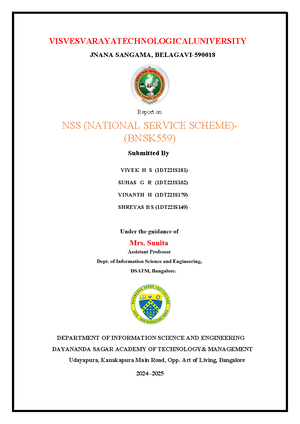 NSS report - BNSK559 - A Consolidated Report On A Con A Consolidated ...