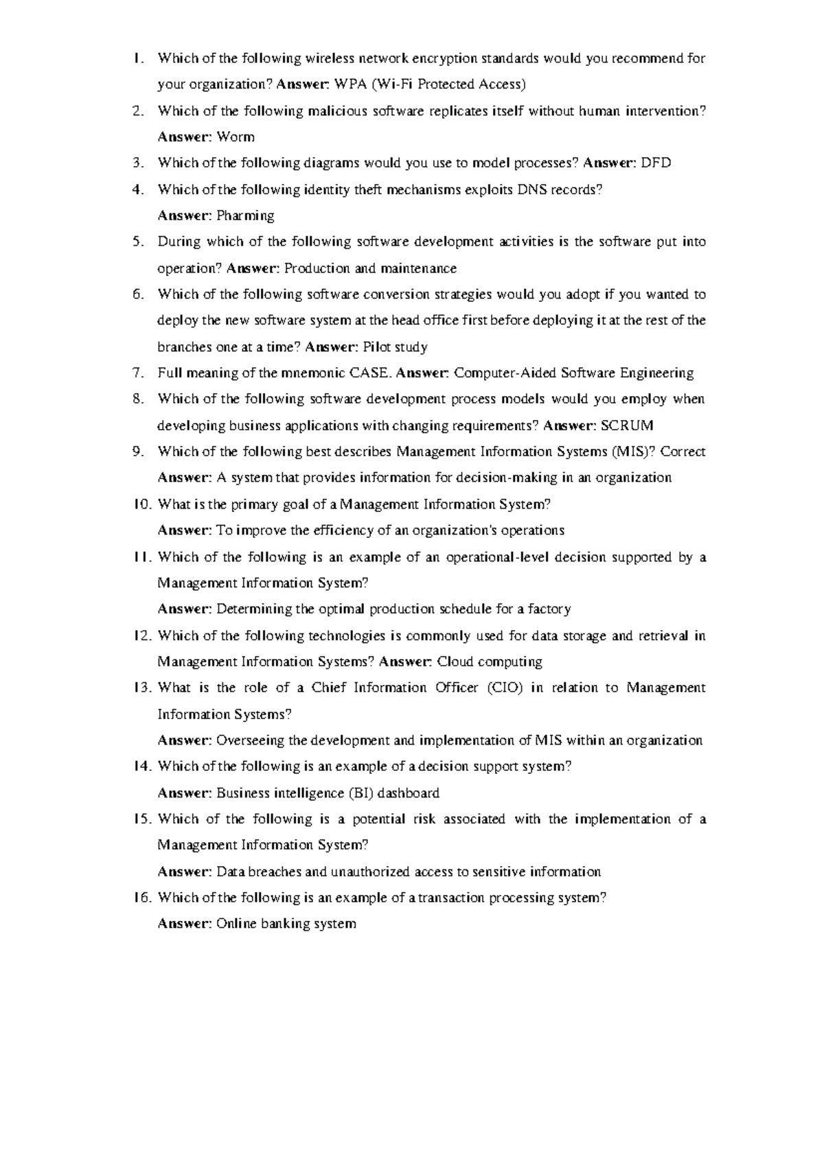 MIS 101: Comprehensive Review of Management Information Systems ...