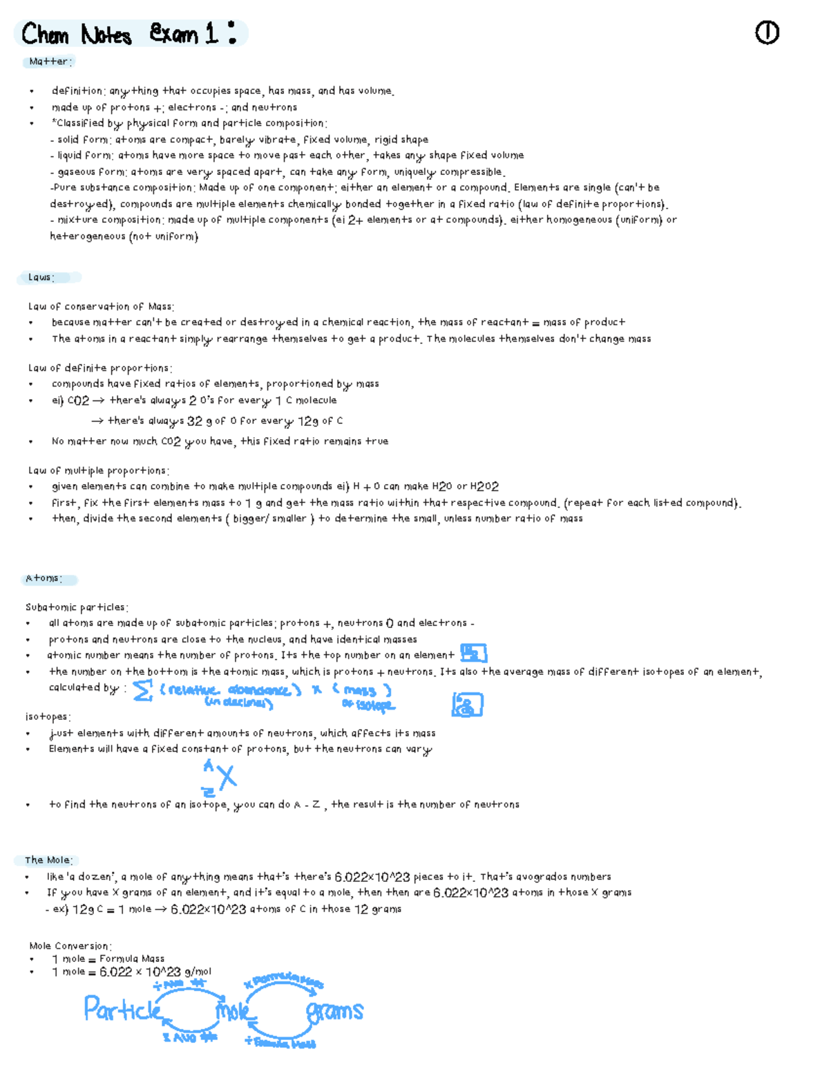 Chemistry Matter and Atomic Structure Notes (IChem Exam 1) - Studocu