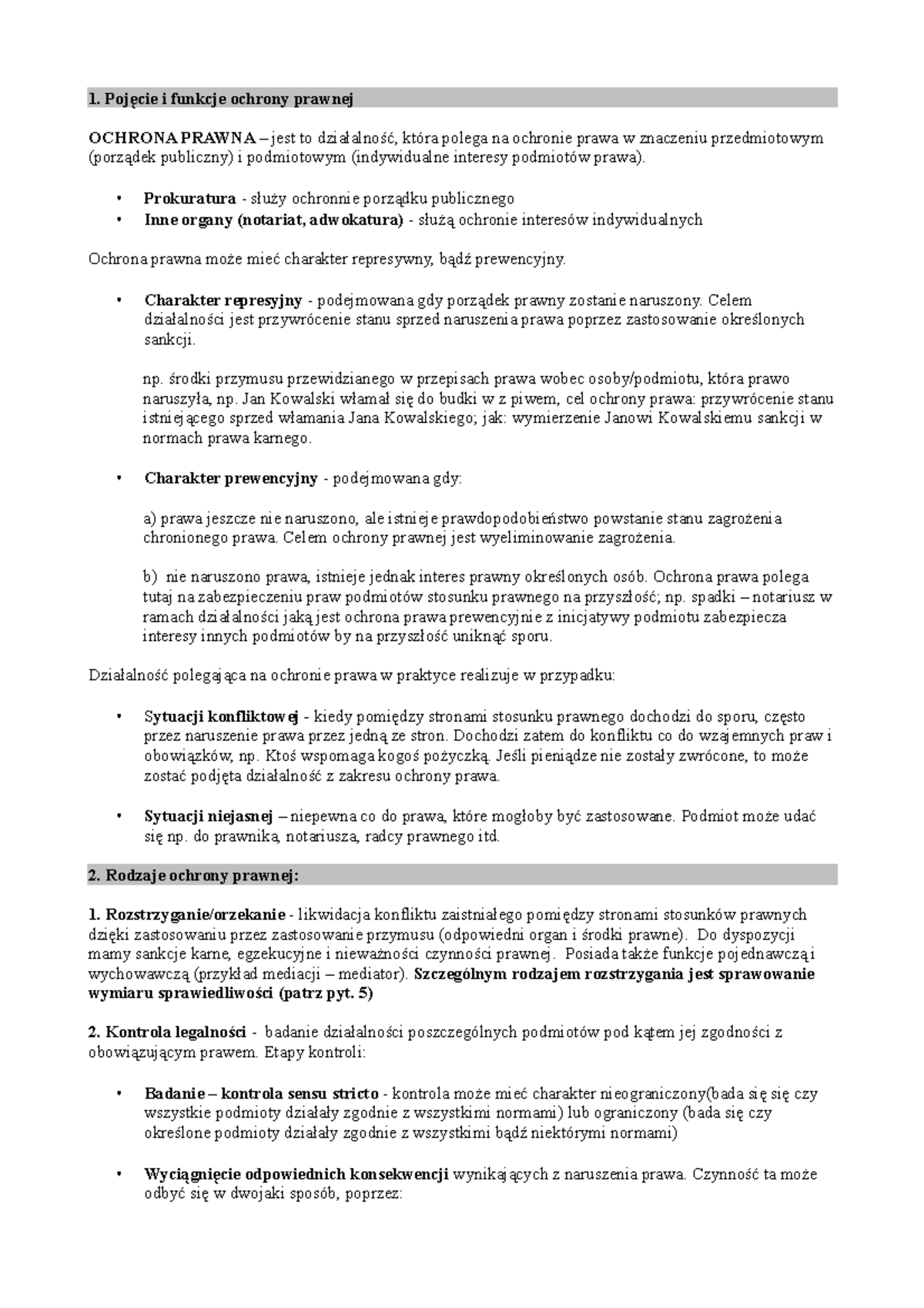 Uoop-na-gotowo - Skrypt Ustrój Organów Ochrony Prawnej - 1. Pojęcie i ...