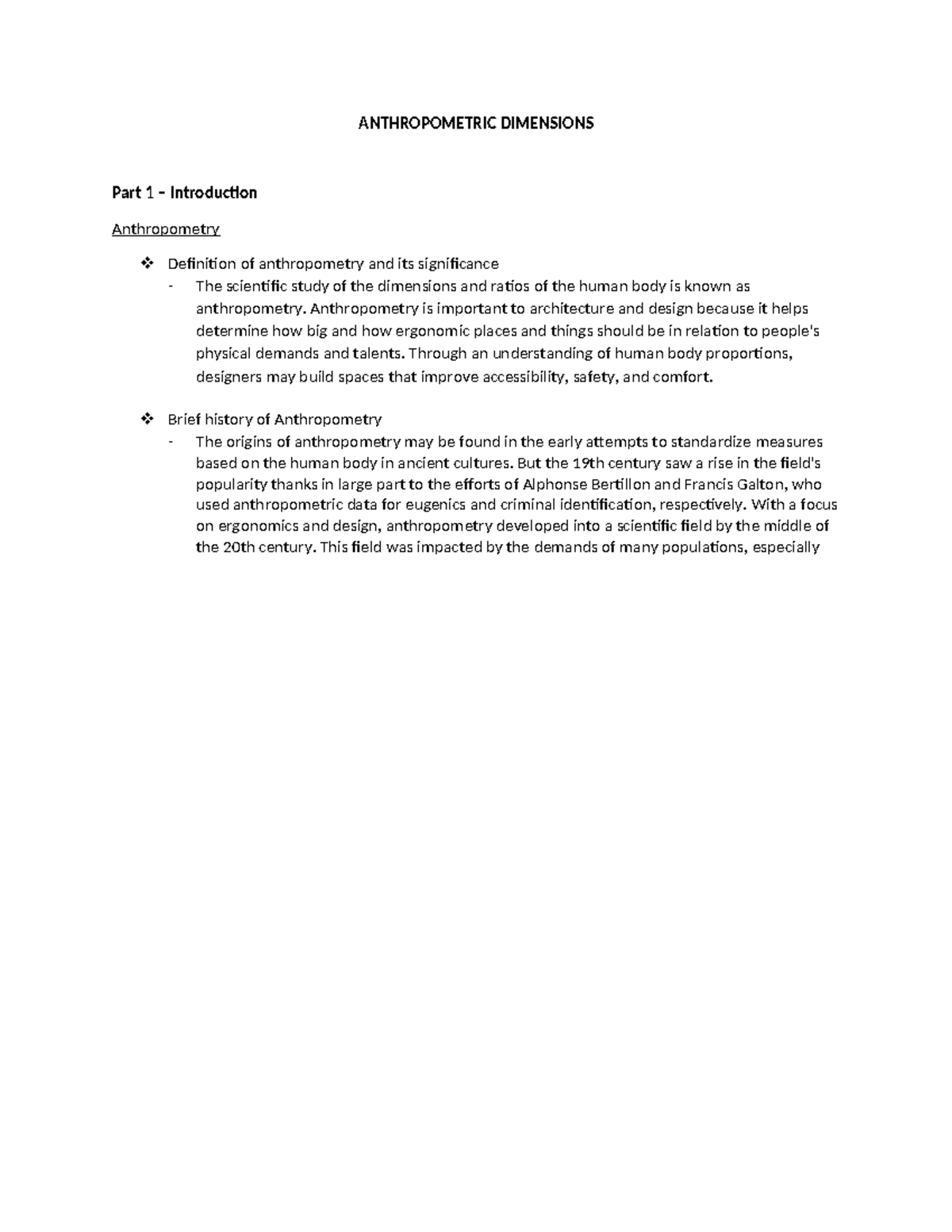 Anthropometric Dimensions: Insights for Design 2 and Ergonomics - Studocu