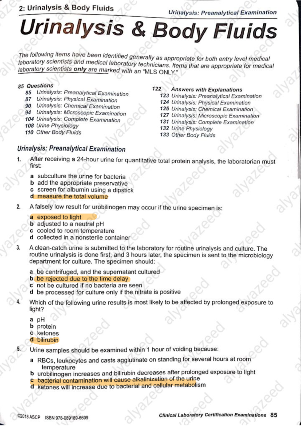 Urinalysis Body Fluids Exam Prep: Questions & Answers Guide (BOC CM ...