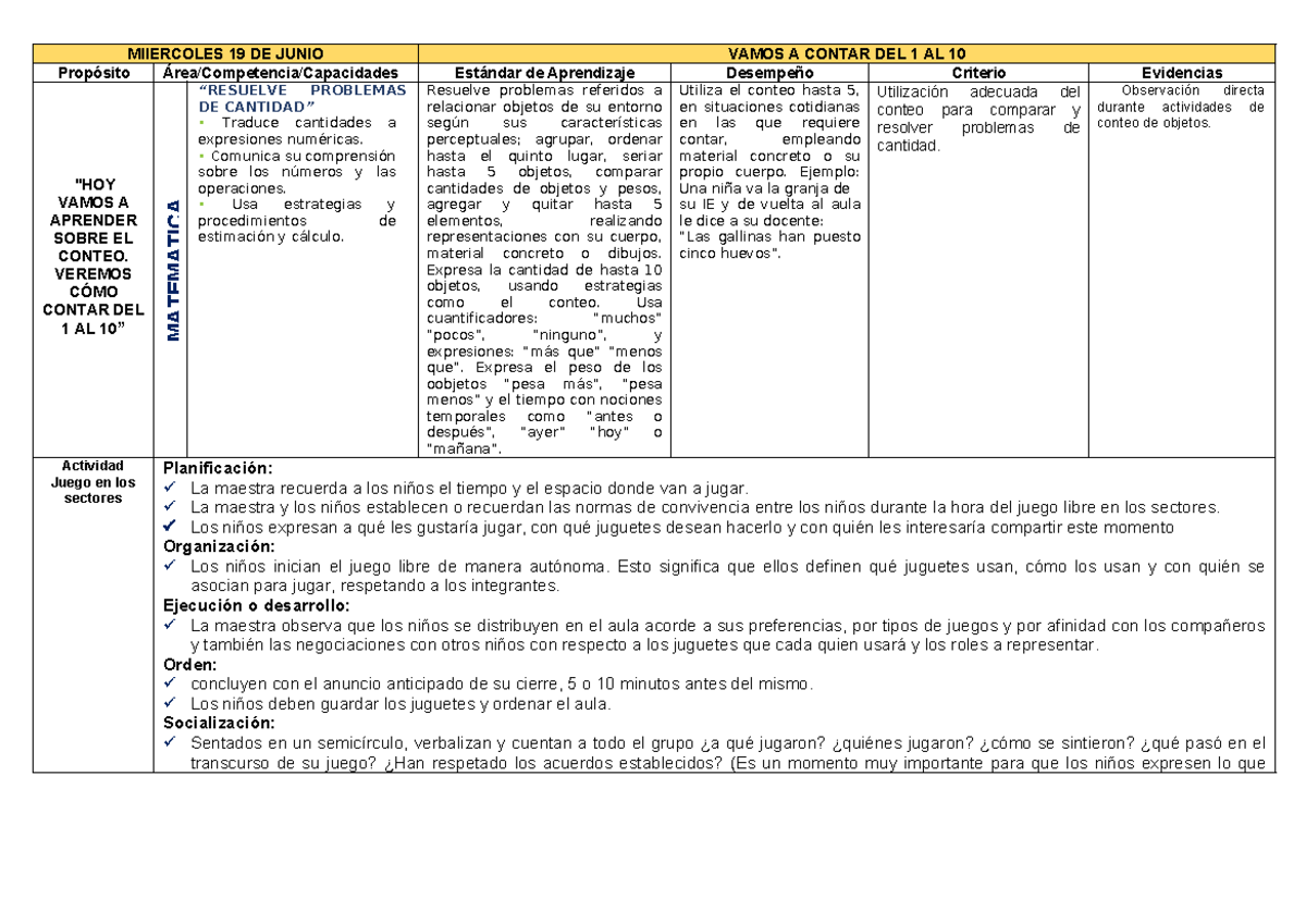 Vamos Contar DEL1 AL 10 - SESION DE CLASES - MIIERCOLES 19 DE JUNIO ...