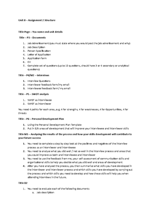 Unit 8 Assignment 1 - Unit 8 Recruitment and Selection – Assignment 1 ...