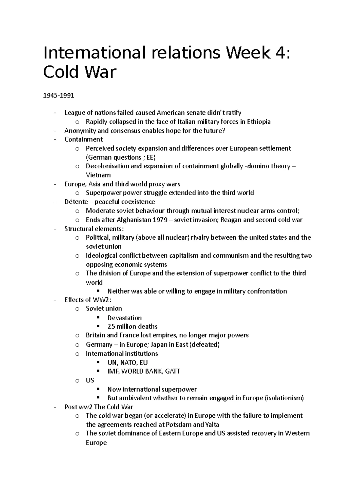 GOVT1621: Comprehensive Notes on International Relations Theories and ...