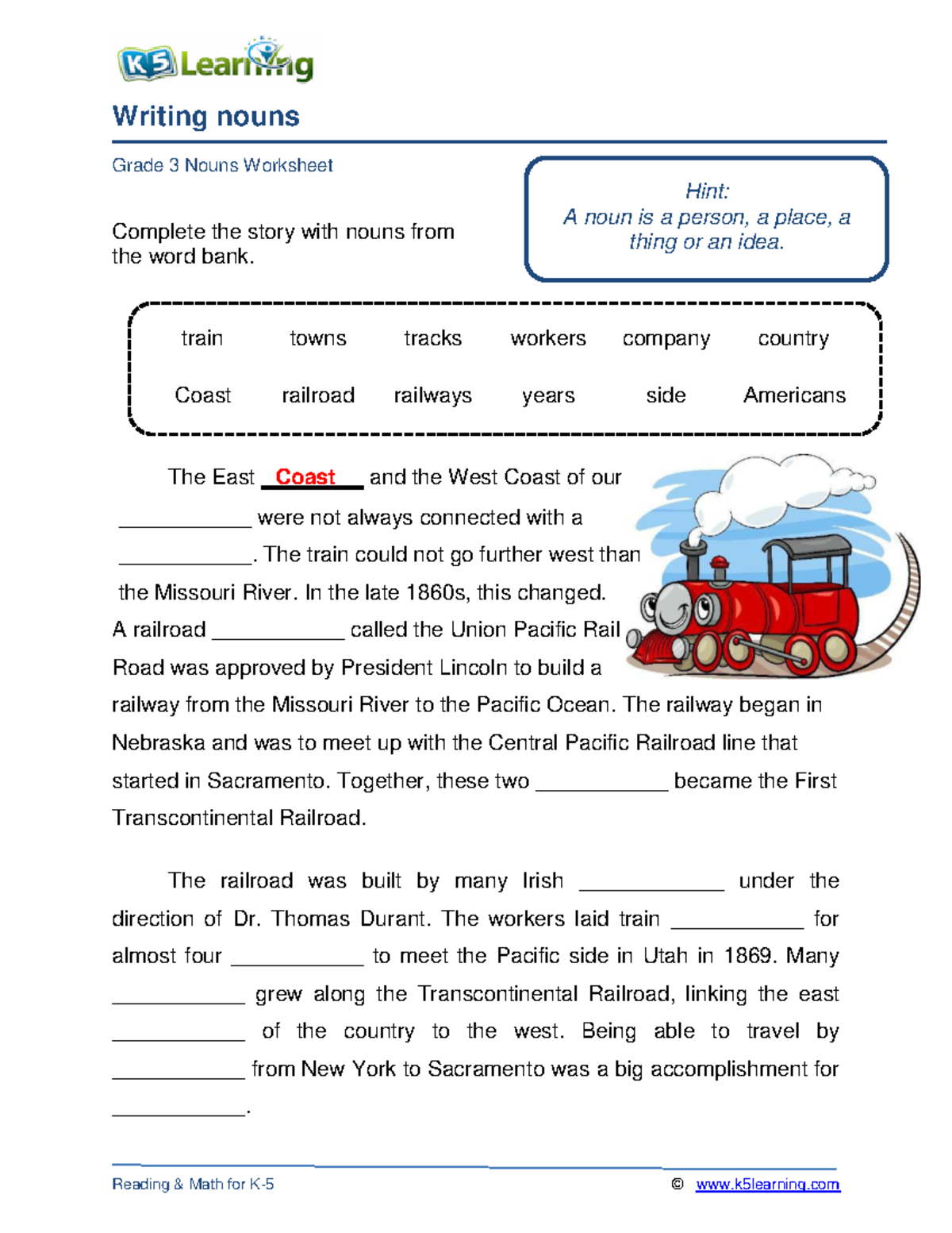 Grade 3 writing nouns a - just to use as a teaching metrial - Writing ...