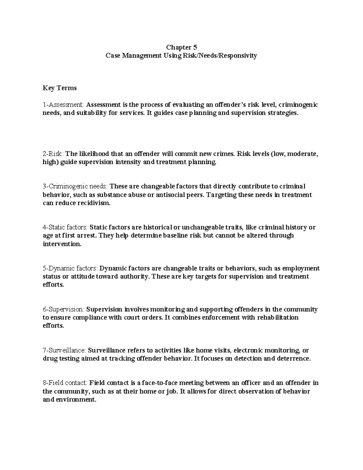 Chapter 5: Case Management & Supervision Strategies for Offenders - Studocu
