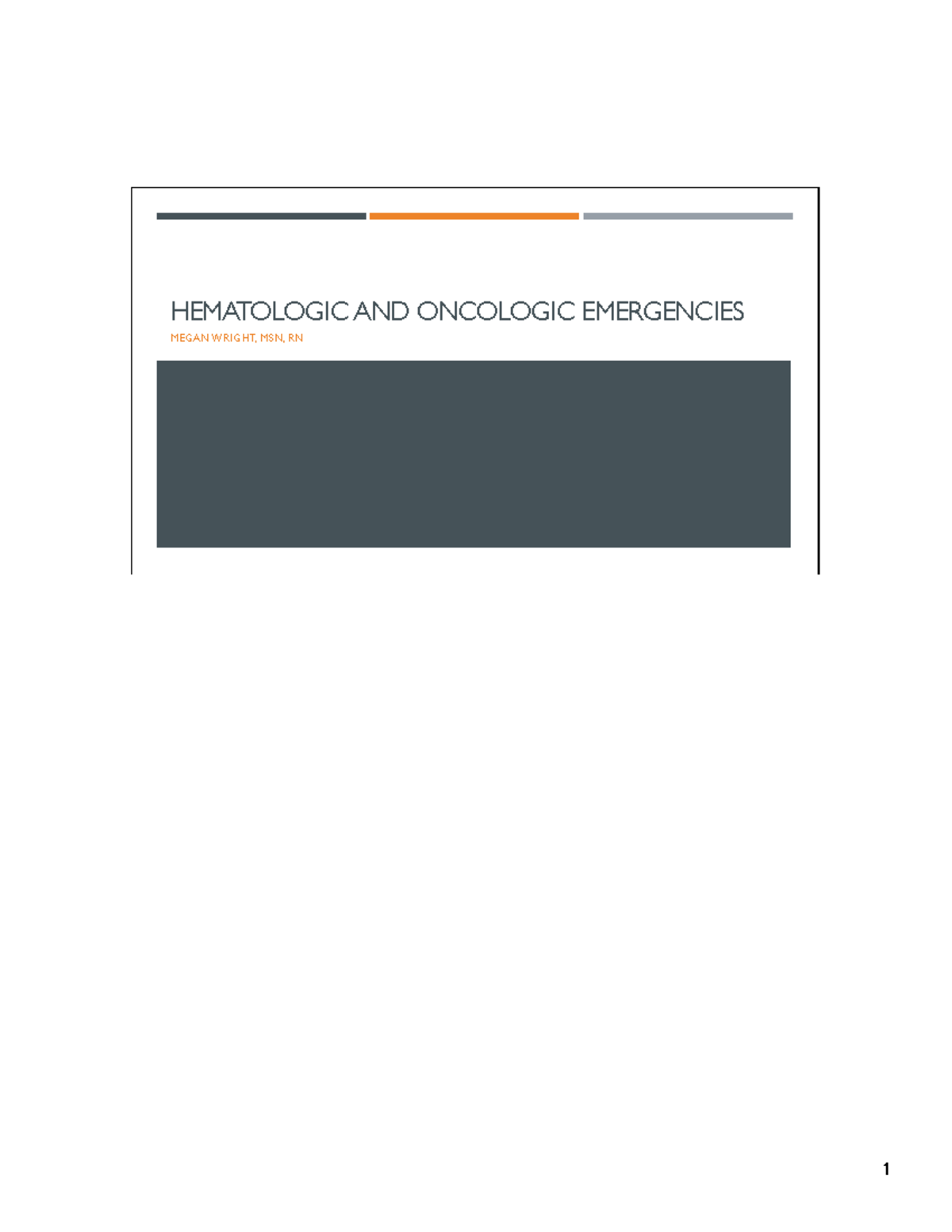 HEMATOLOGIC AND ONCOLOGIC EMERGENCIES: COAGULATION & DIC OVERVIEW - Studocu