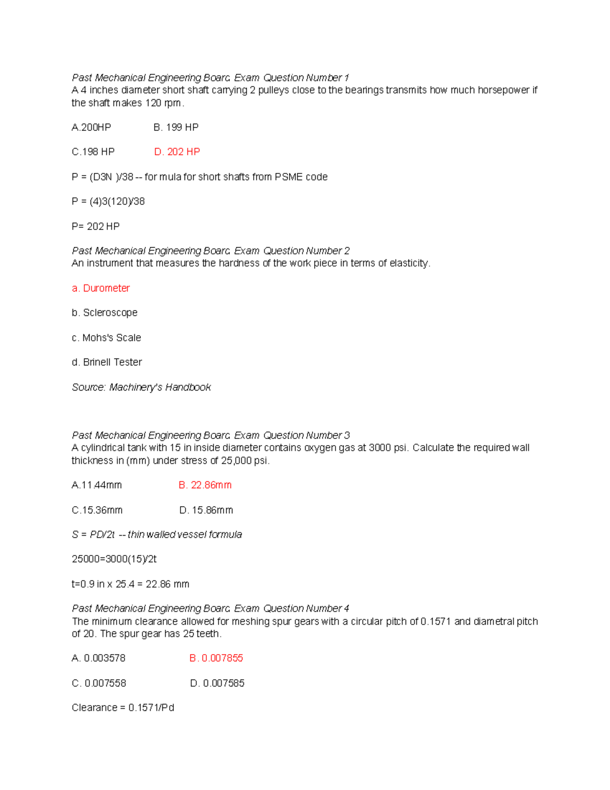 427800103 Past Mechanical Engineering Board Exam Question Set 2 docx ...