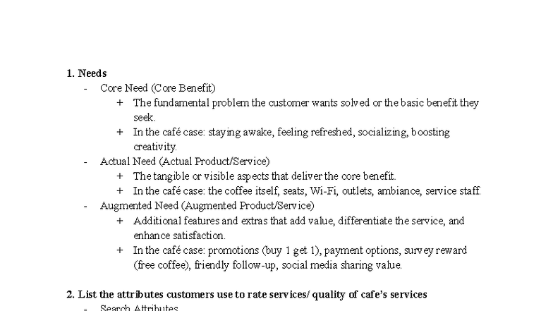 CAFE - Understanding Customer Needs and Service Quality Attributes ...