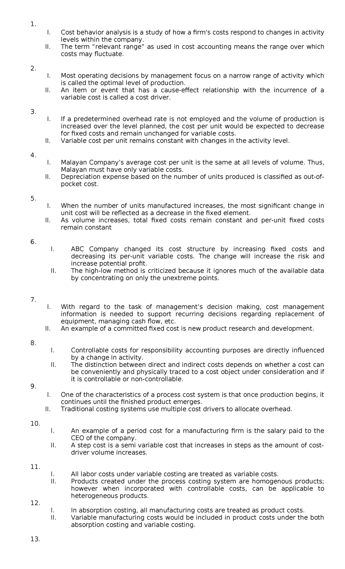 Cost Acc-1 - Quiz Sample: Understanding Cost Behavior and Management ...