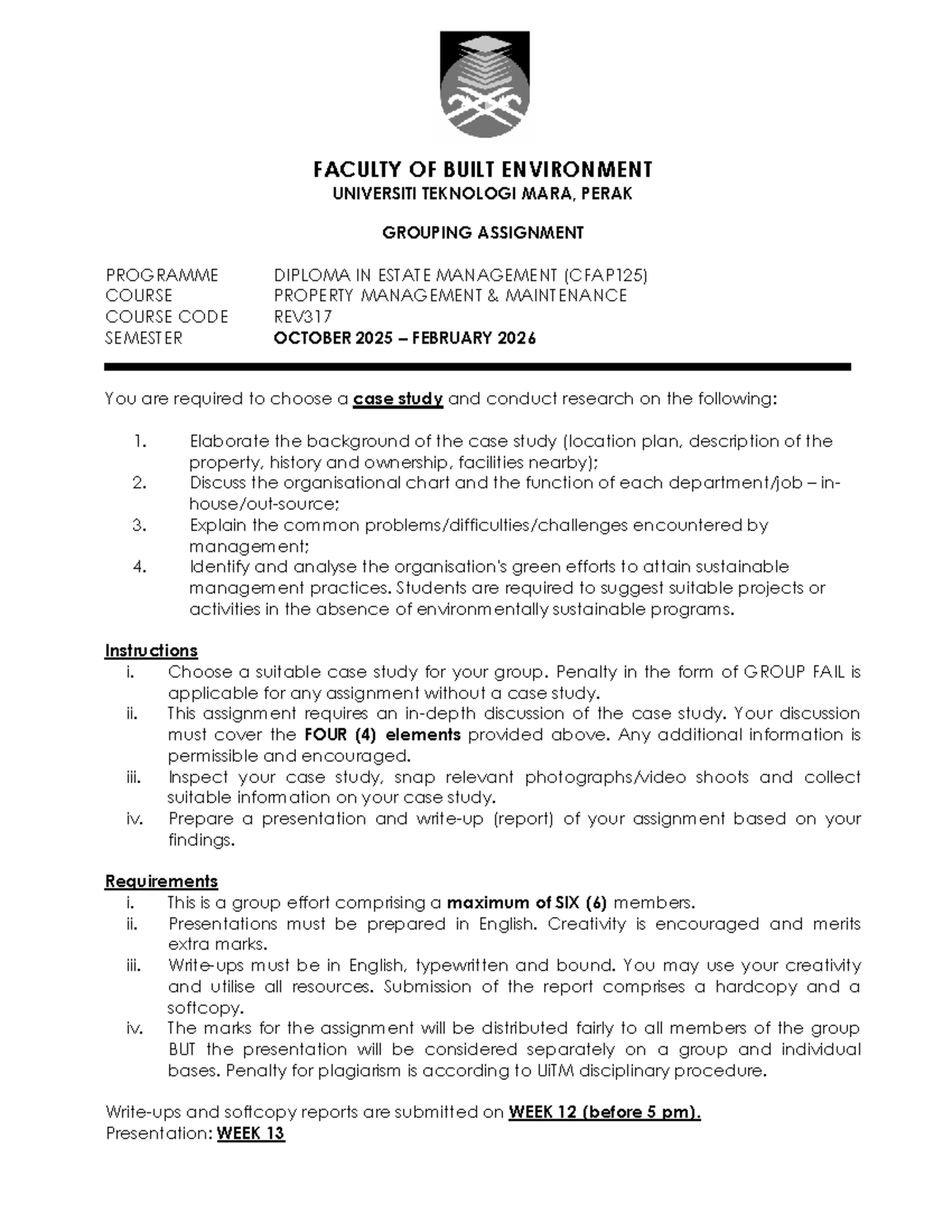REV317 Grouping Assignment: Case Study on Property Management - Studocu